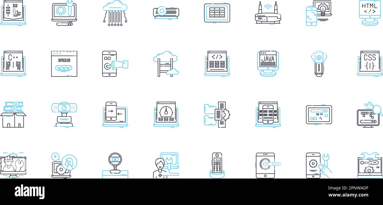 Cyber Security Linear Icons Set Encryption Malware Firewall Hackers