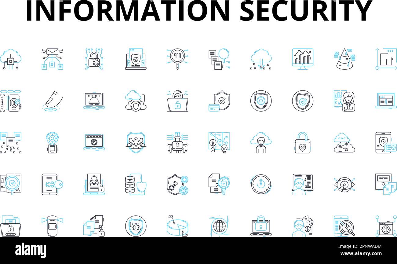 Information Security Linear Icons Set Encryption Firewall Authentication Malware Hacking