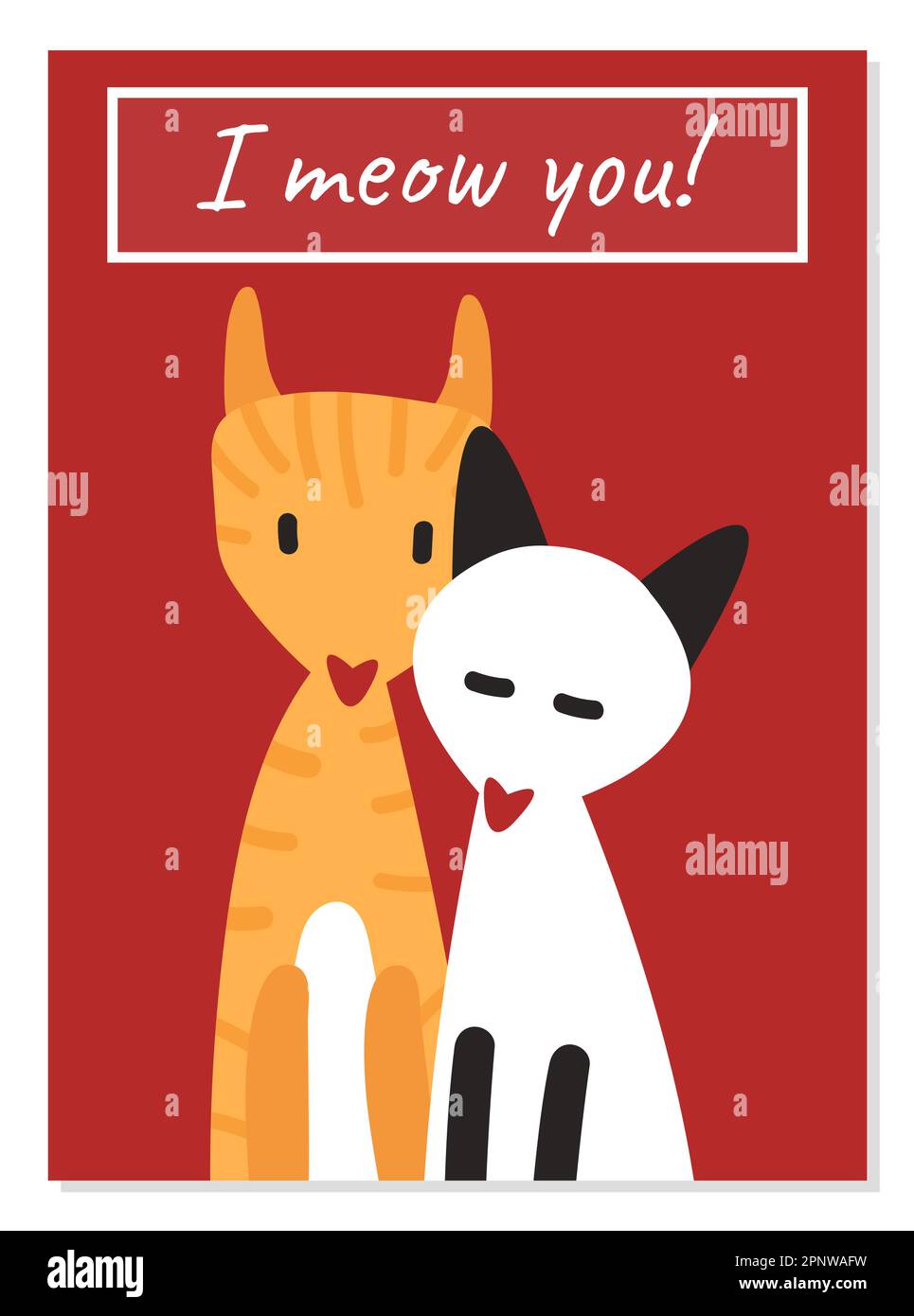 Original postcard for Valentine's Day. I meow you. Cute cats in love ...