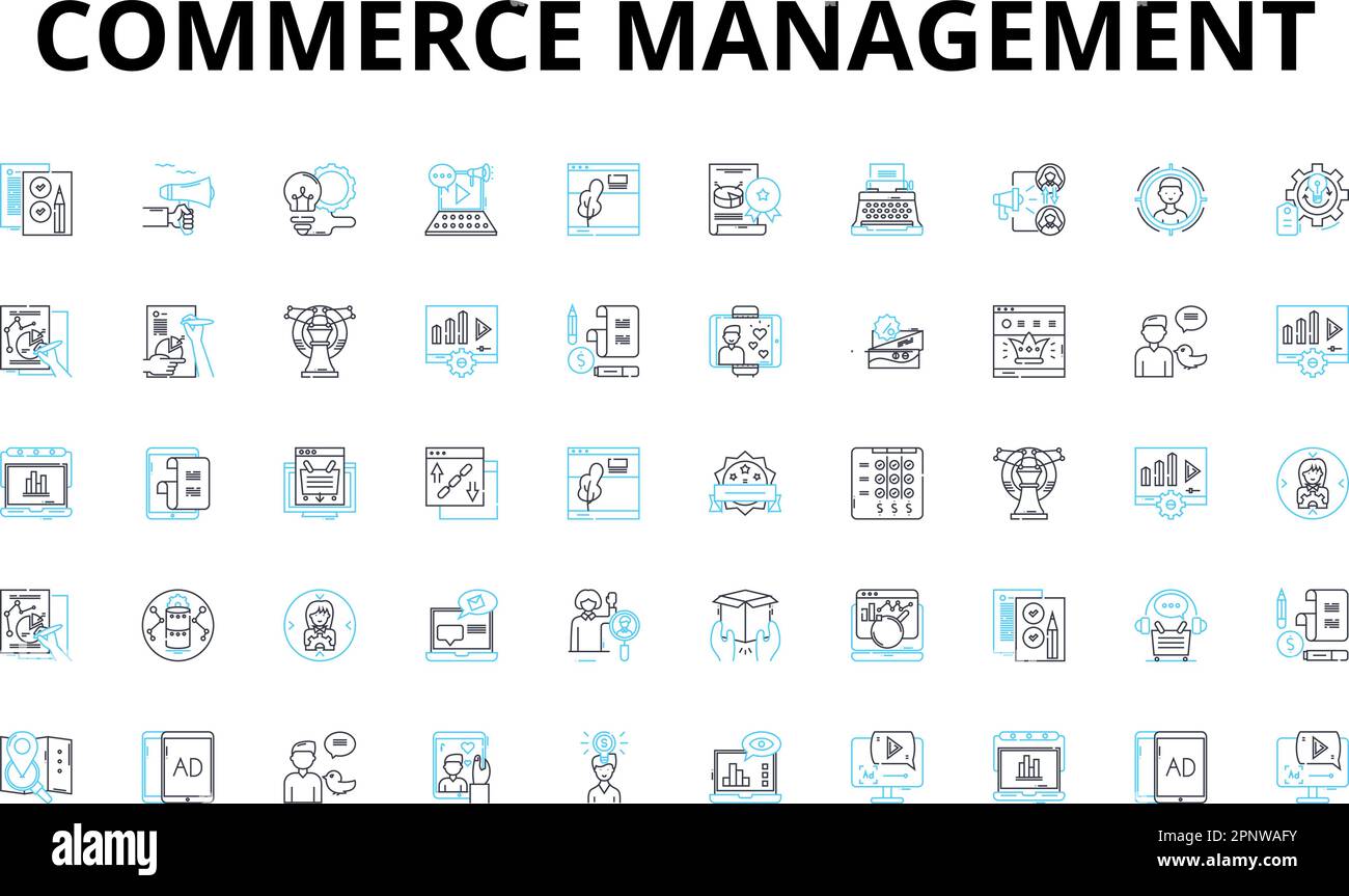 Commerce management linear icons set. E-commerce, Sales, Marketing ... Commerce management linear icons set. E-commerce, Sales, Marketing ...