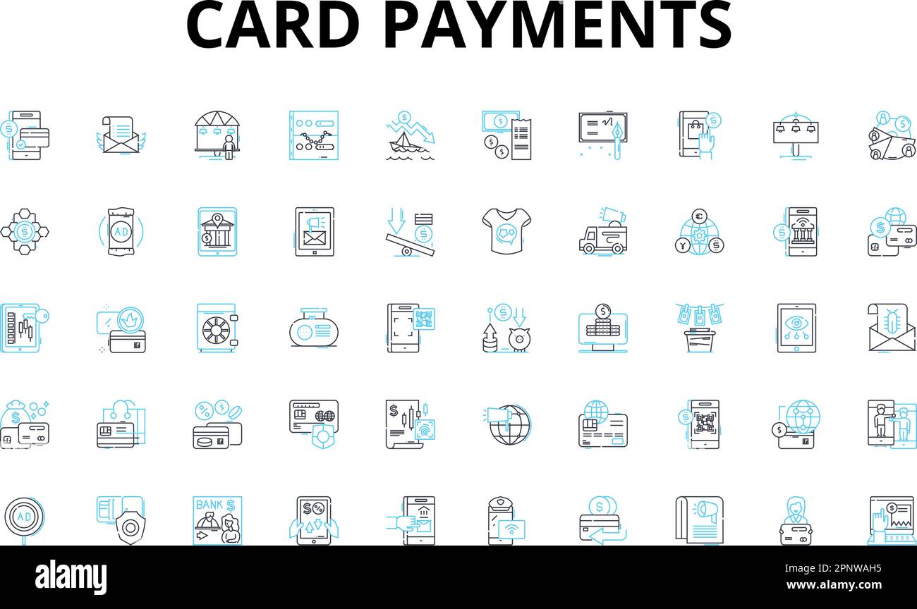 Card payments linear icons set. Transaction, Authorization, Payment ...