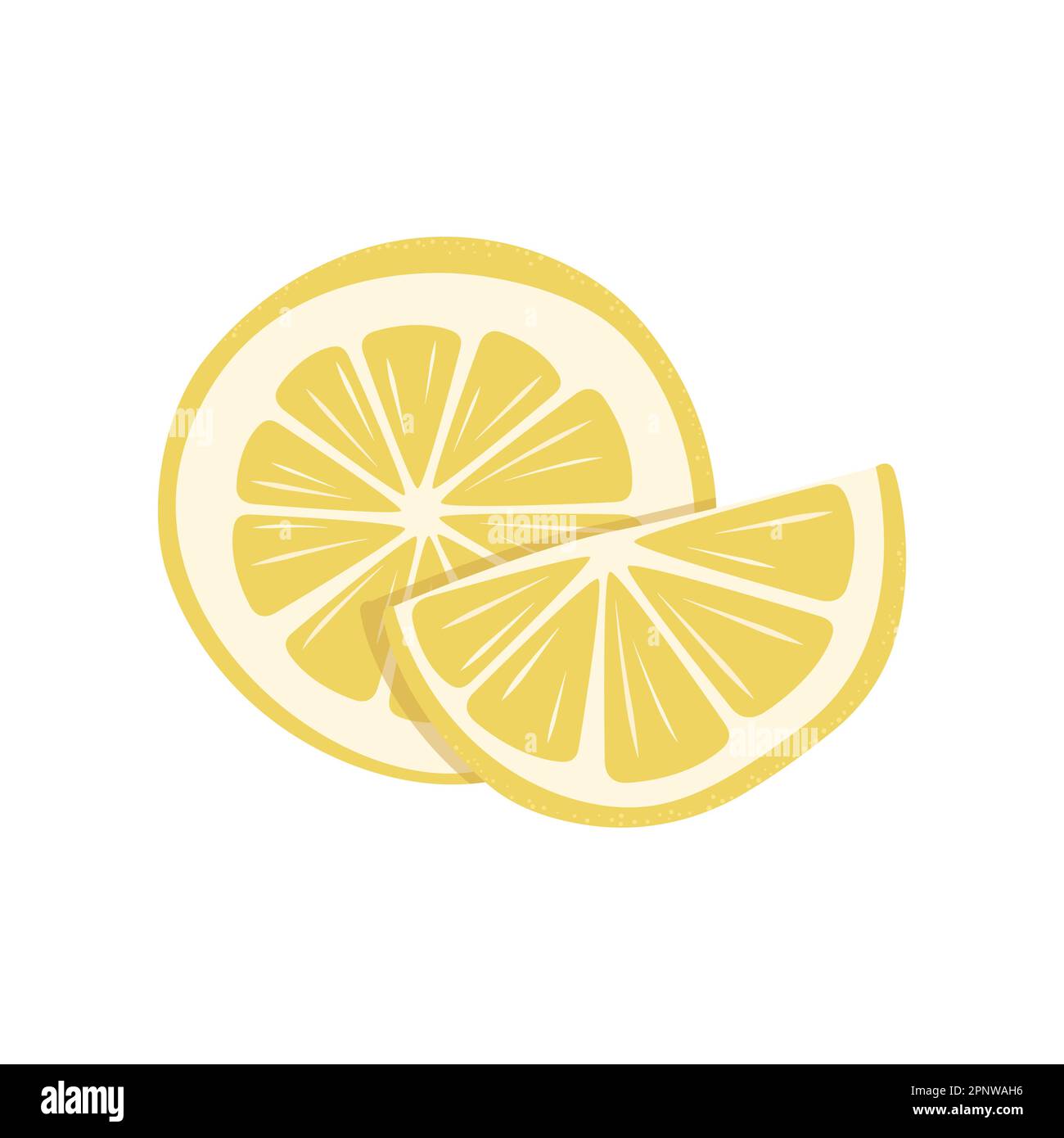 Beautiful yellow juicy slice of fresh lemon. Round and semicircular ...