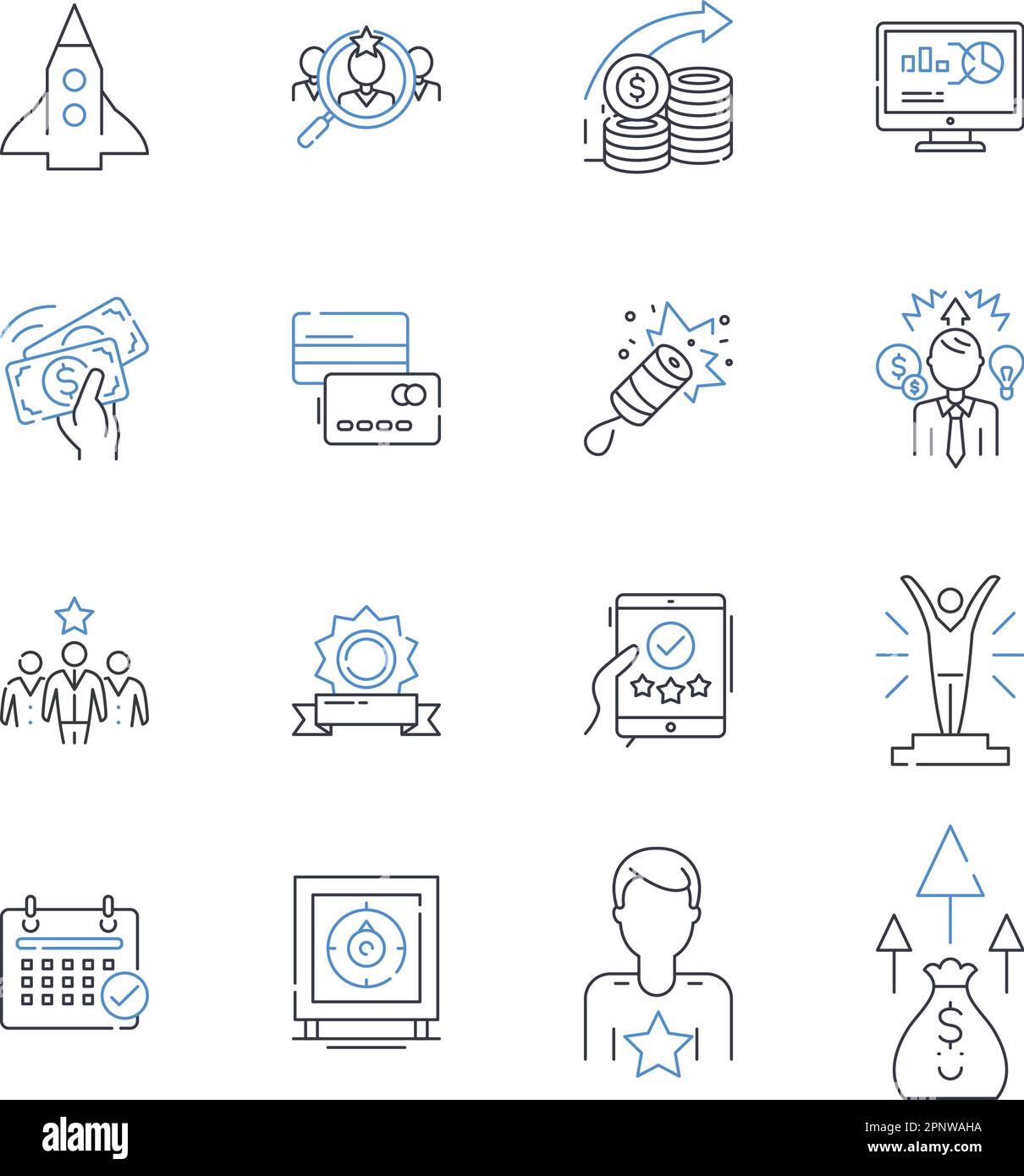 Financial accomplishment line icons collection. Wealth, Profit, Success ...