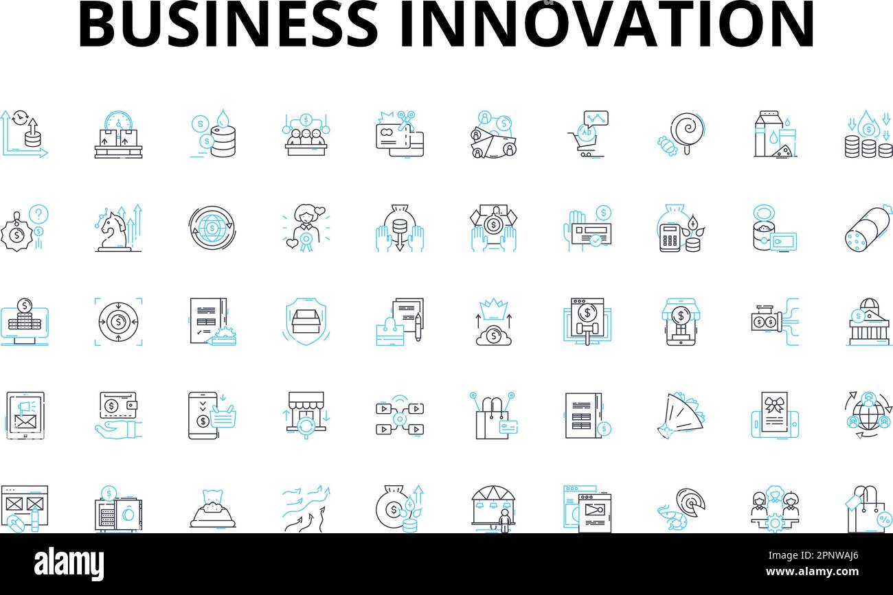 Business innovation linear icons set. Disruption, Creativity ...