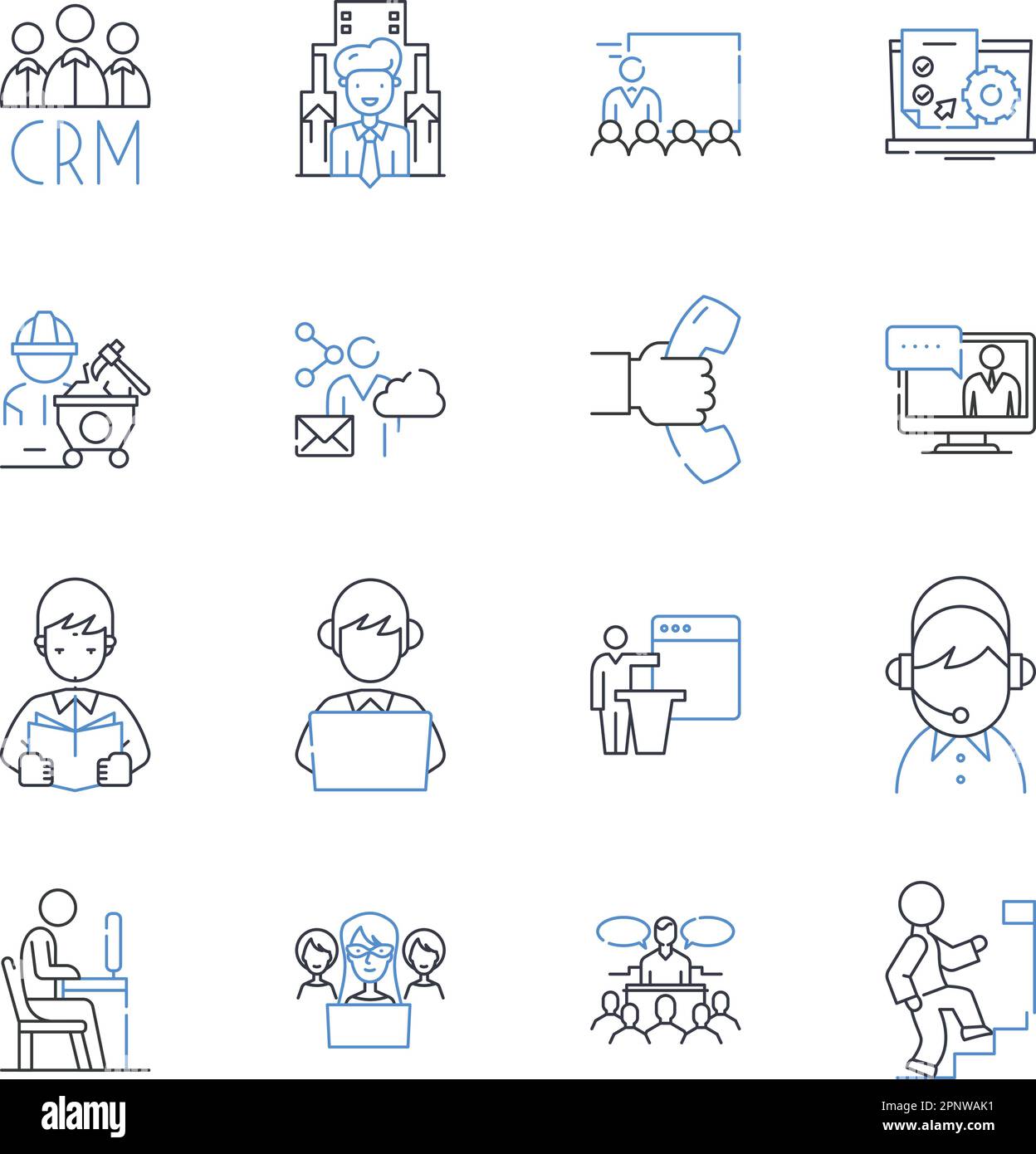 Staff improvement line icons collection. Training, Development, Coaching, Feedback, Motivation ...