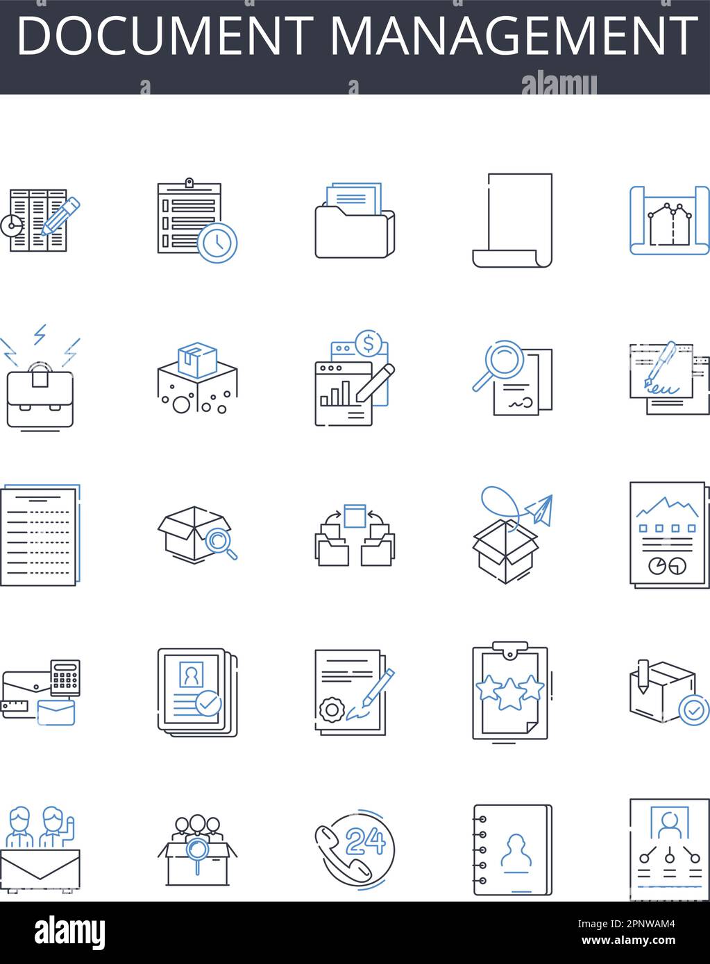 Document management line icons collection. Record keeping, File ... Document management line icons collection. Record keeping, File ...