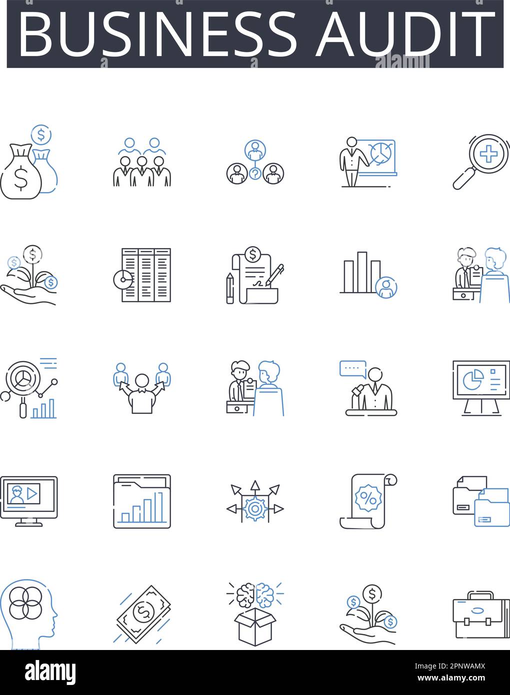 Business audit line icons collection. Financial review, Performance ... Business audit line icons collection. Financial review, Performance ...