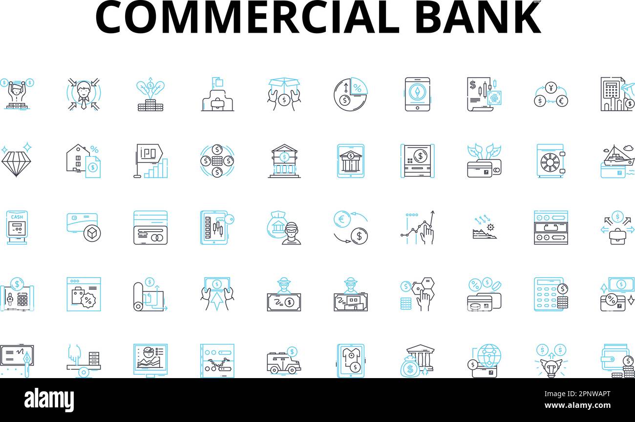 Commercial bank linear icons set. Deposits, Loans, Interest, Capital ...