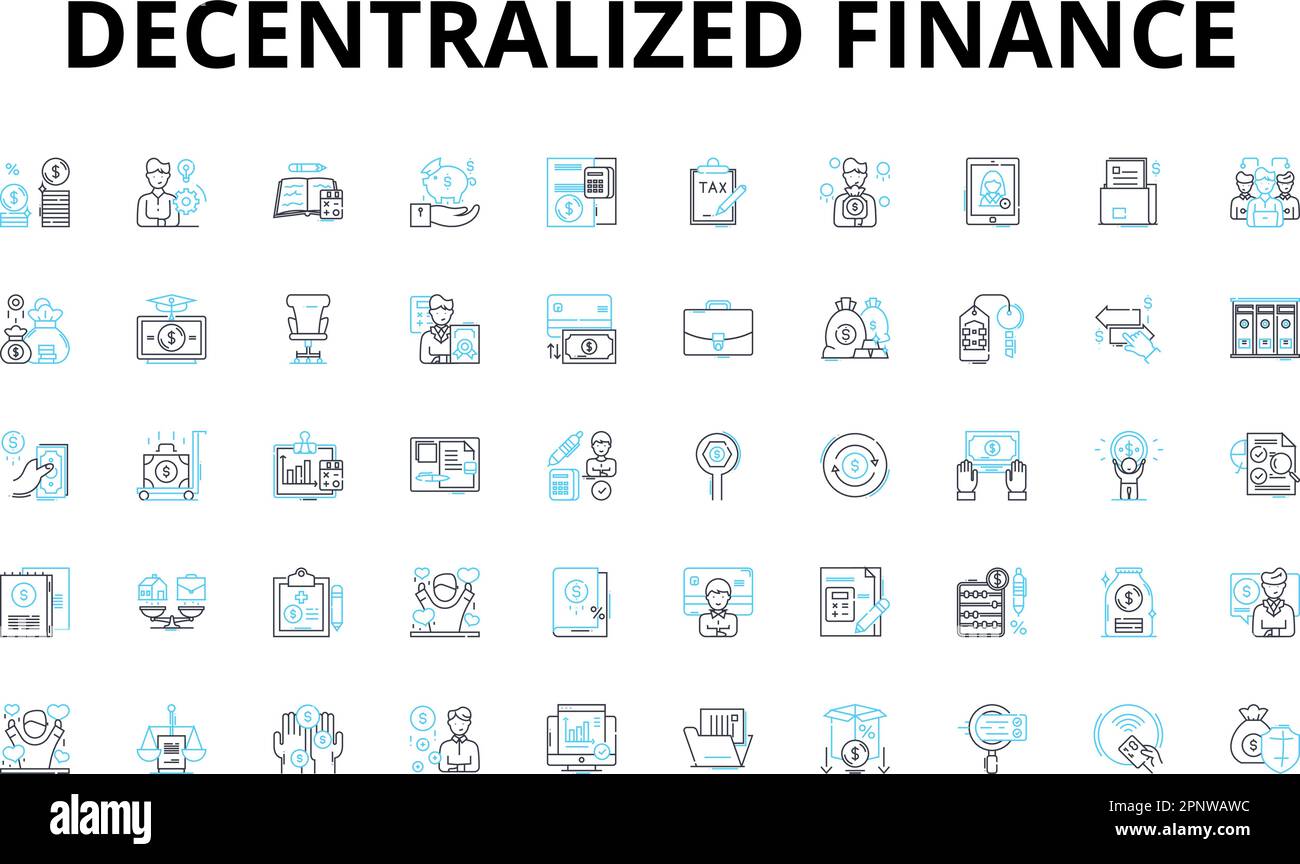 Decentralized Finance Linear Icons Set Defi Decentralized Blockchain Crypto Smart Contracts