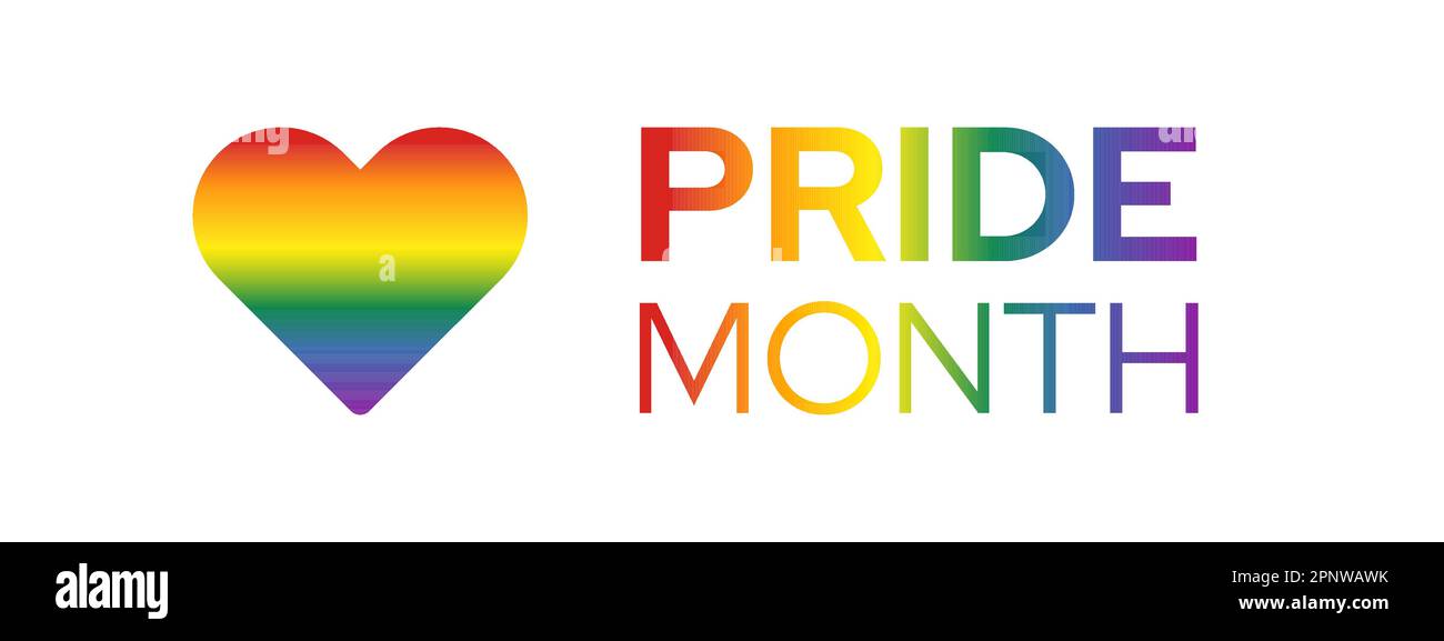 Pride month banner background. Heart shape and text with Pride flag ...