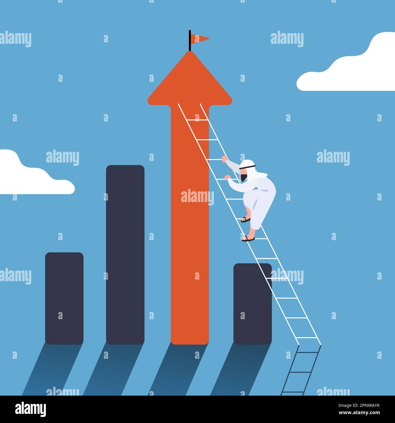 Business concept flat style Arabian businessman climbing on ...