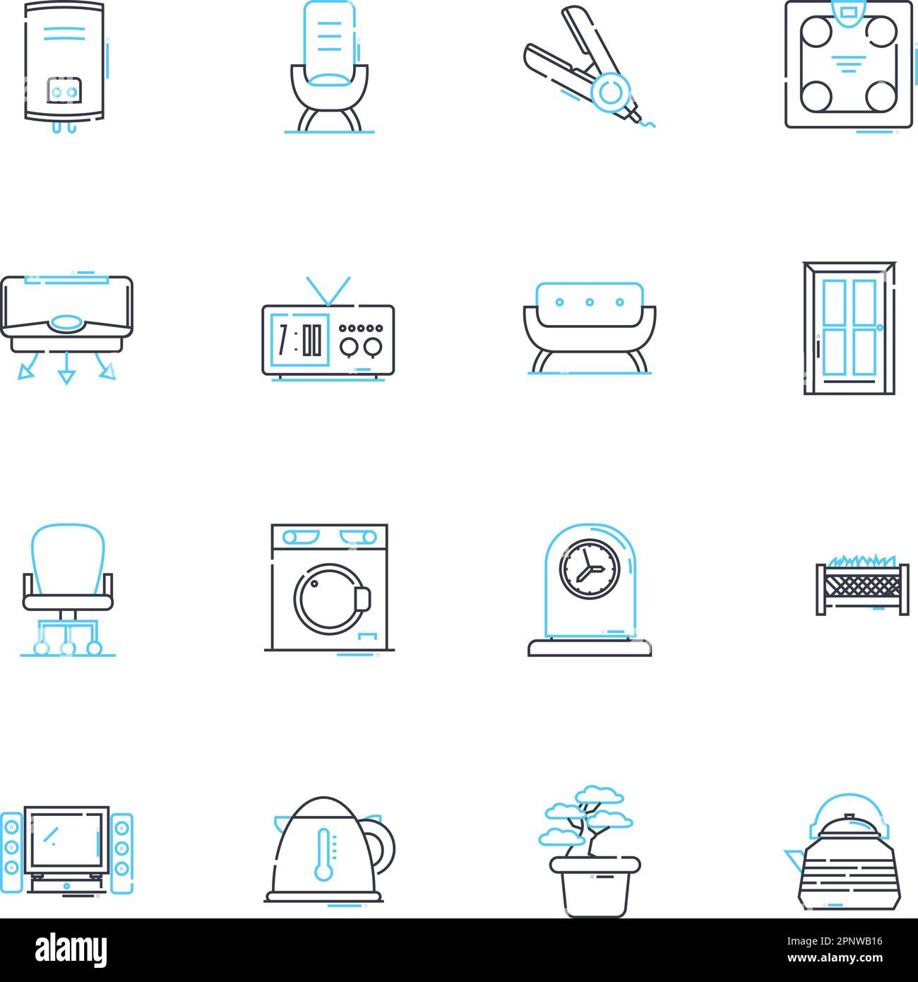 Toaster linear icons set. Toast, Bread, Crumbs, Pop-up, Brown, Slices ...