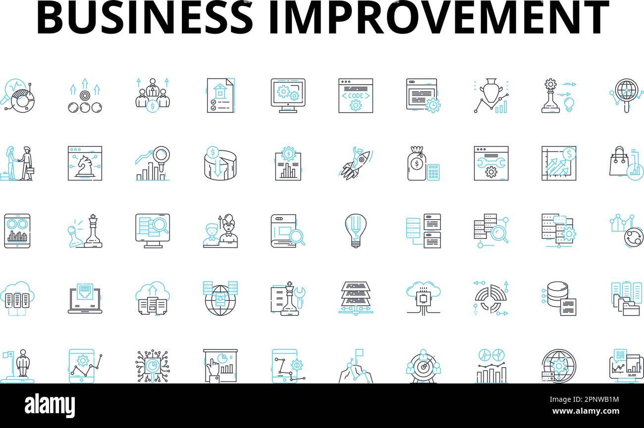 Business improvement linear icons set. Optimization, Productivity ...