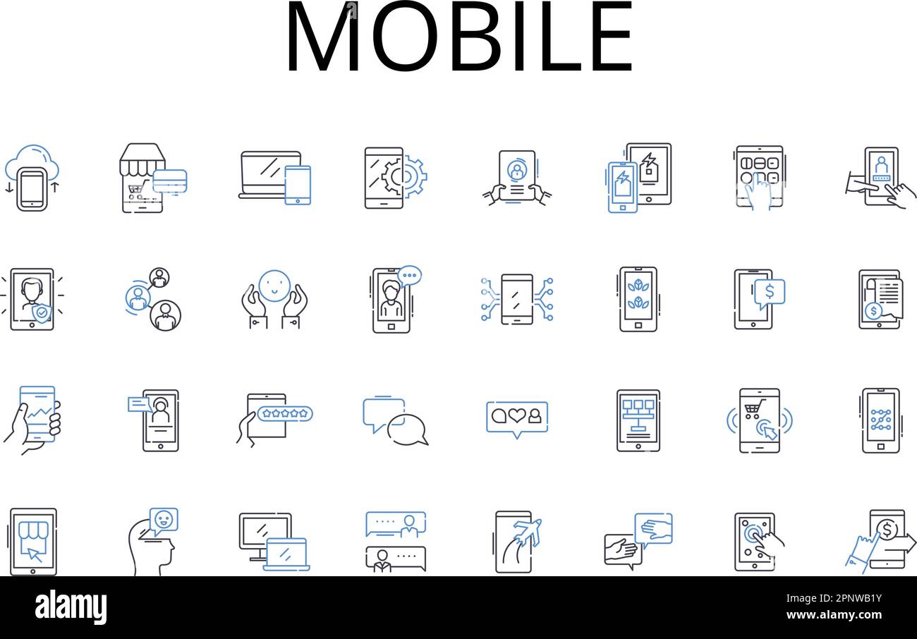 Mobile line icons collection. Cellular, Handheld, Wireless, Portable ...