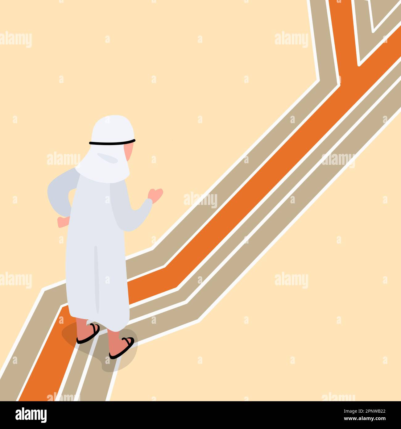 Business concept flat Arabic businessman to choose right way to success ...