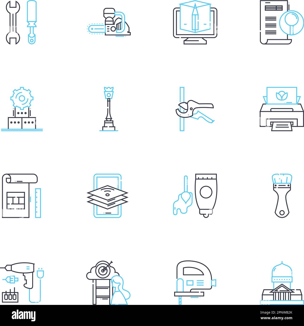 Planning Linear Icons Set Forecasting Scheduling Strategizing Organizing Prioritizing