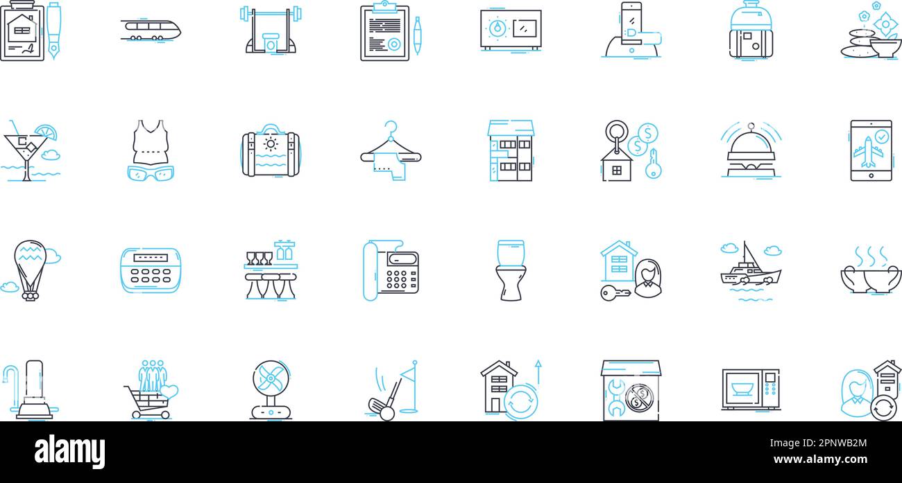 Accommodation business linear icons set. Lodging, Hospitality, Suites ...