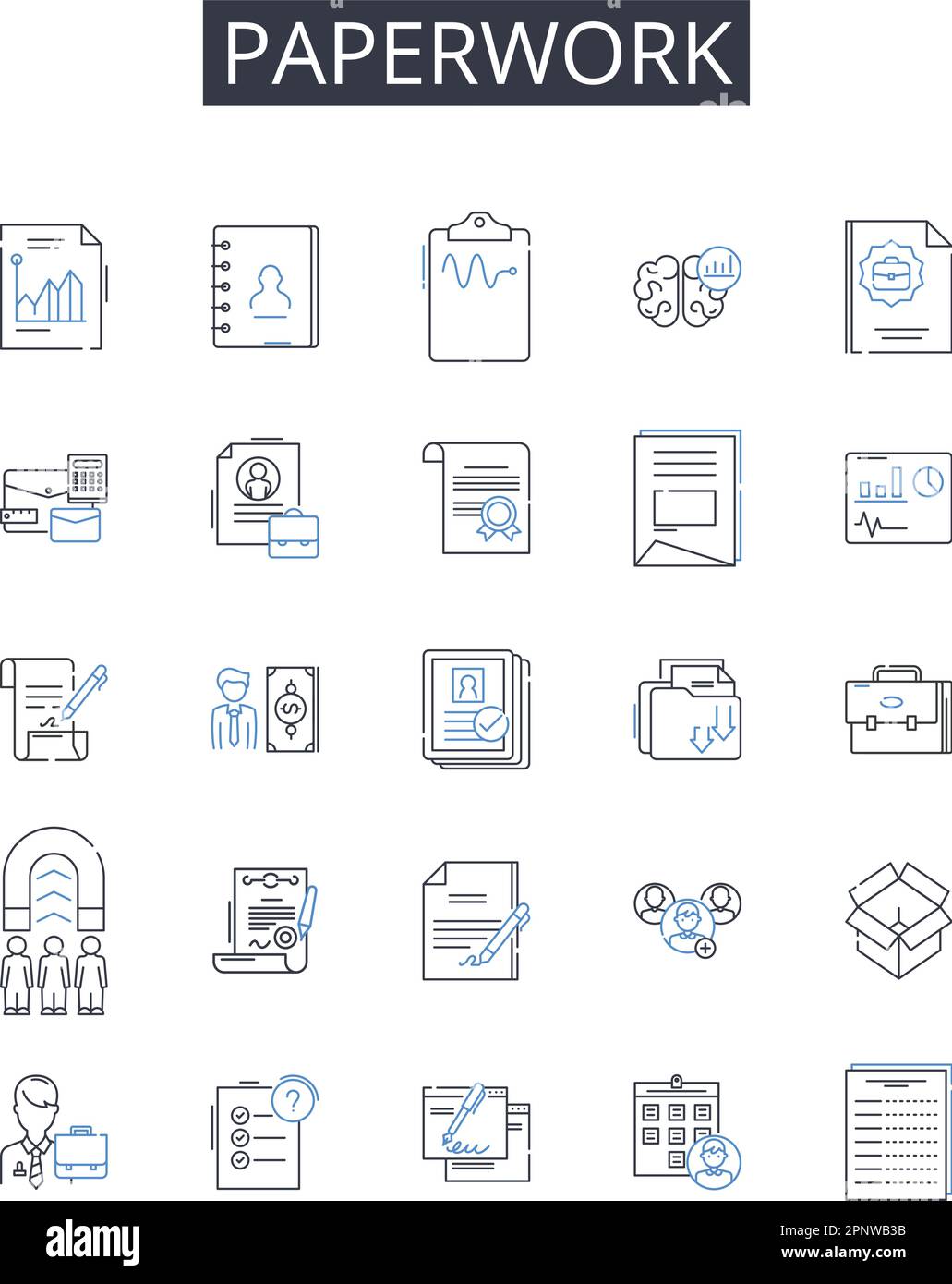 Paperwork Outline Icons Collection Documentation Red Tape Records Keeping Legal Forms