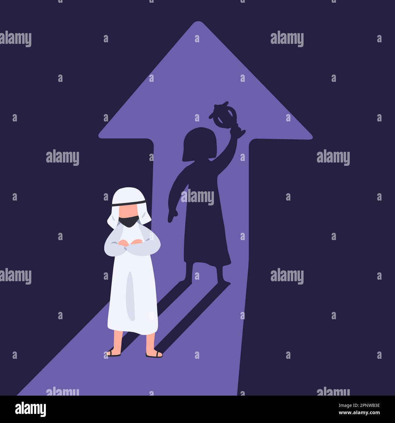Business flat style drawing Arabian businessman with winner shadow ...