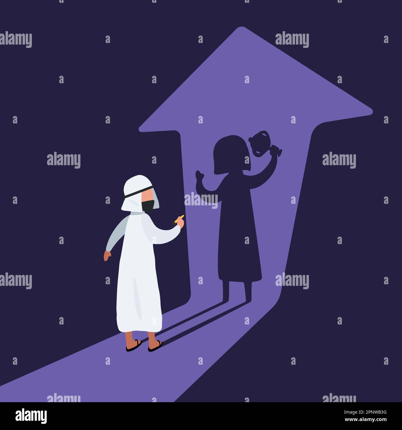 Business concept flat style businessman holding winning trophy shadow ...