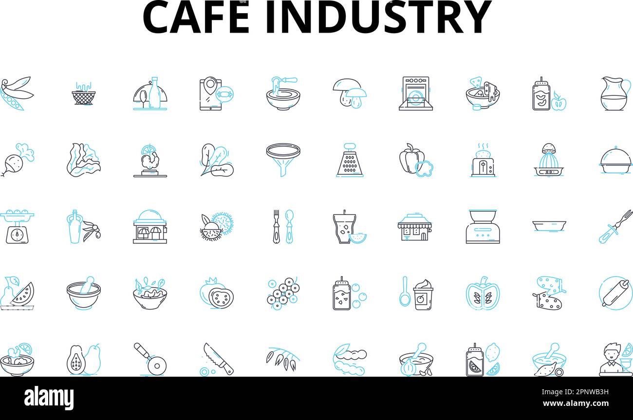 Cafe industry linear icons set. Coffee, Espresso, Latte, Cappuccino ...