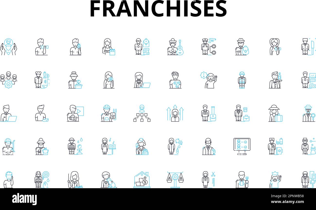 Franchises linear icons set. Opportunity, Investment, Partnership ... Franchises linear icons set. Opportunity, Investment, Partnership ...