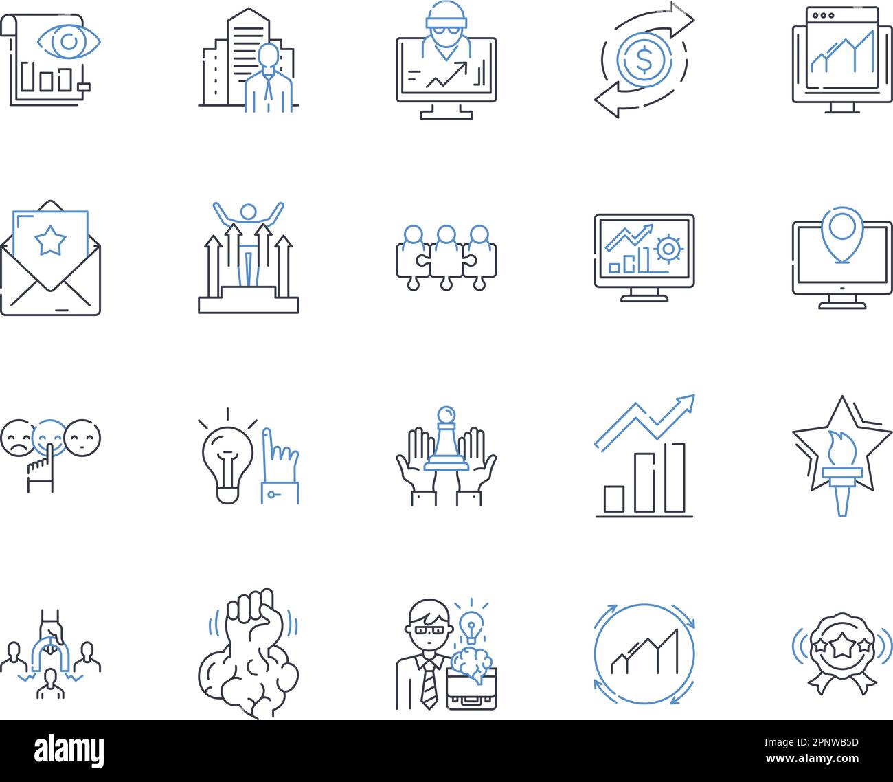 Company advancement line icons collection. Growth, Development, Progress, Innovation, Expansion ...