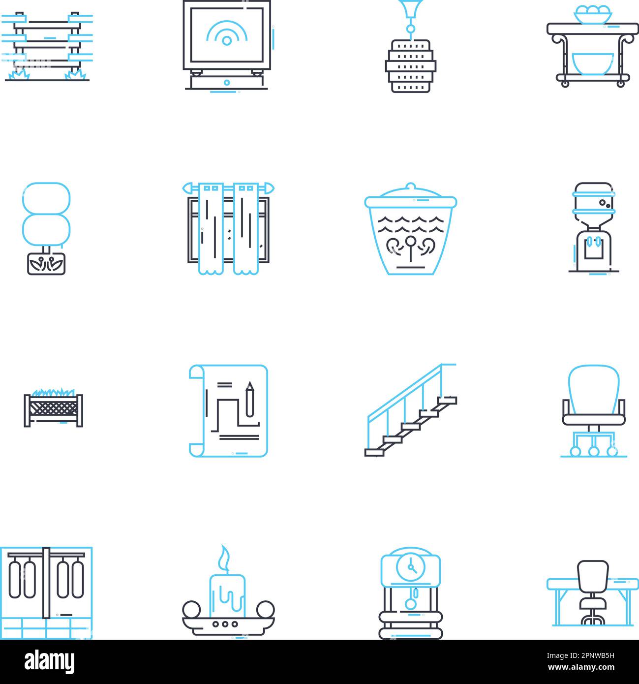 Residences linear icons set. Home, Dwelling, House, Apartment, Condo, Townhouse, Villa line ...