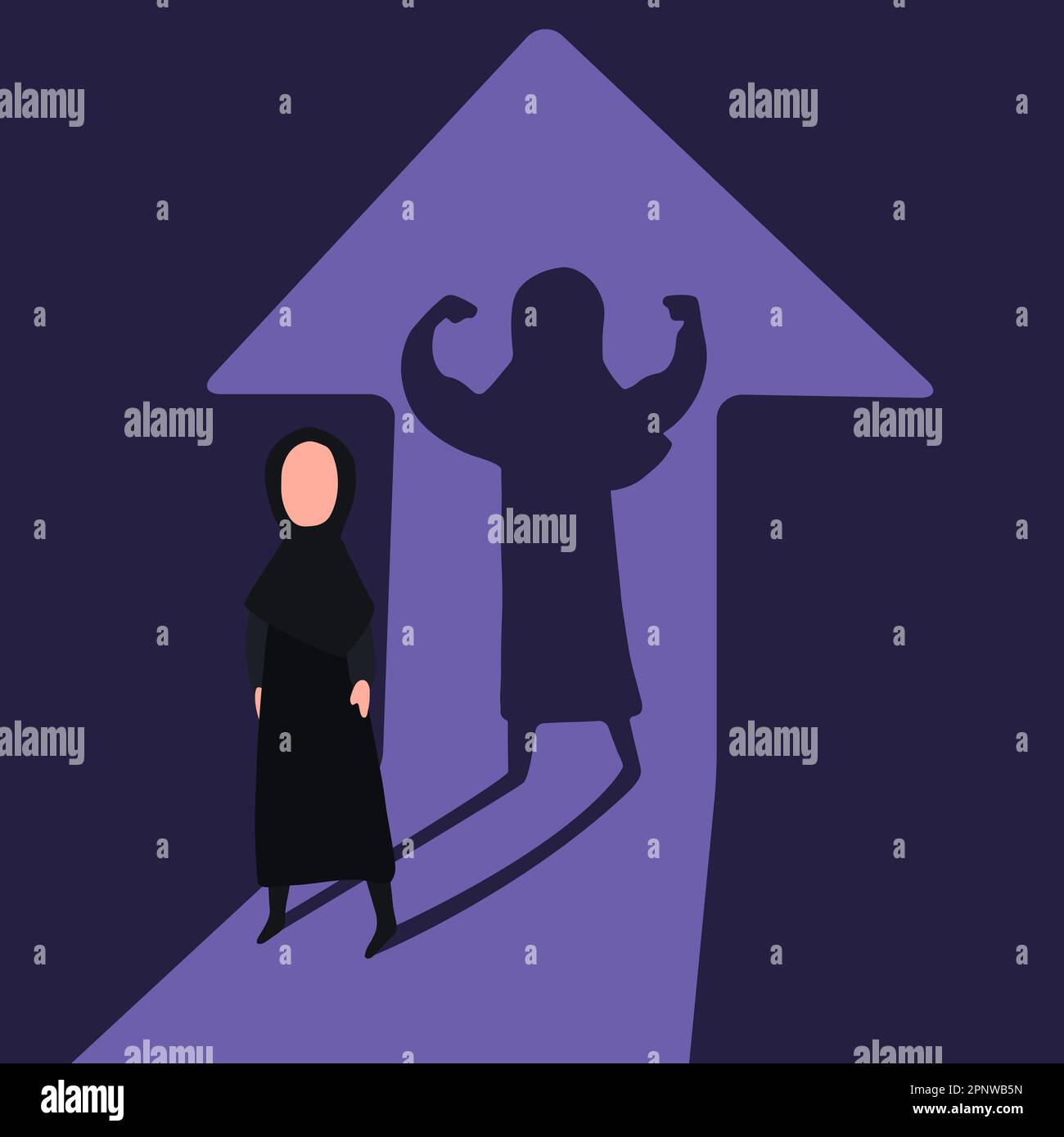 Business concept design Arabian businesswoman standing with muscular ...