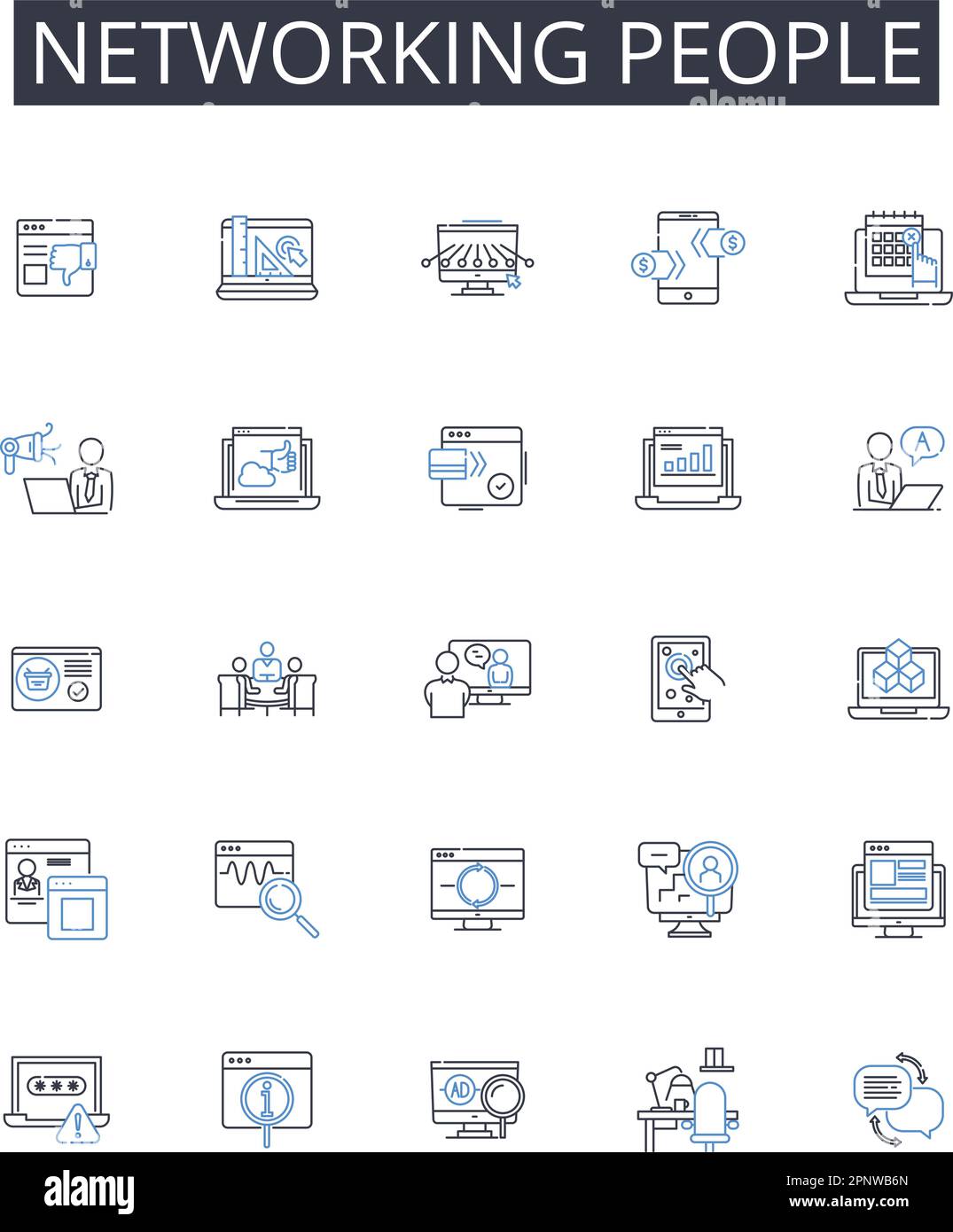 Networking people line icons collection. Meeting friends, Socializing ...