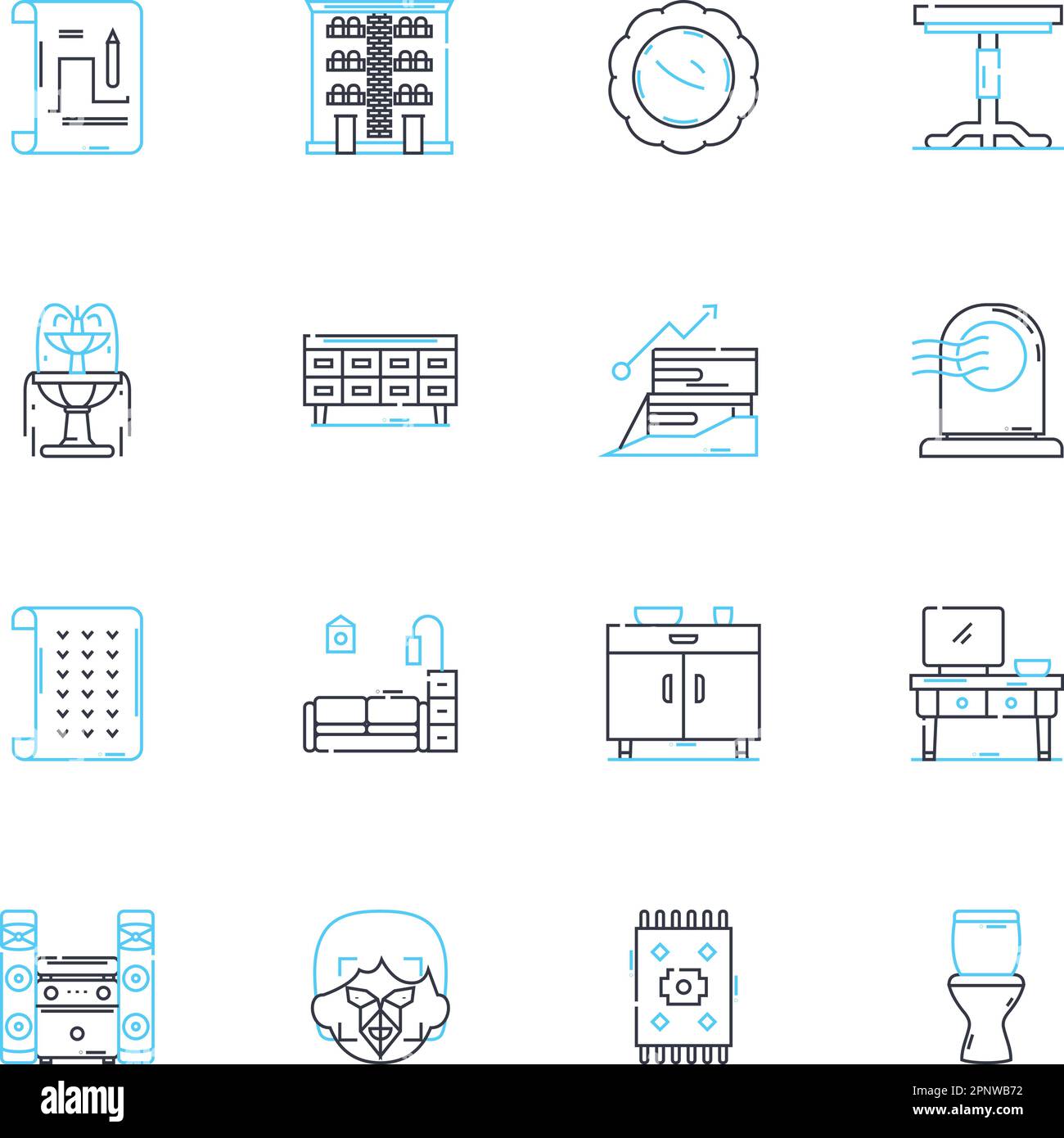 Shelving linear icons set. Storage, Organization, Display, Adjustable ...