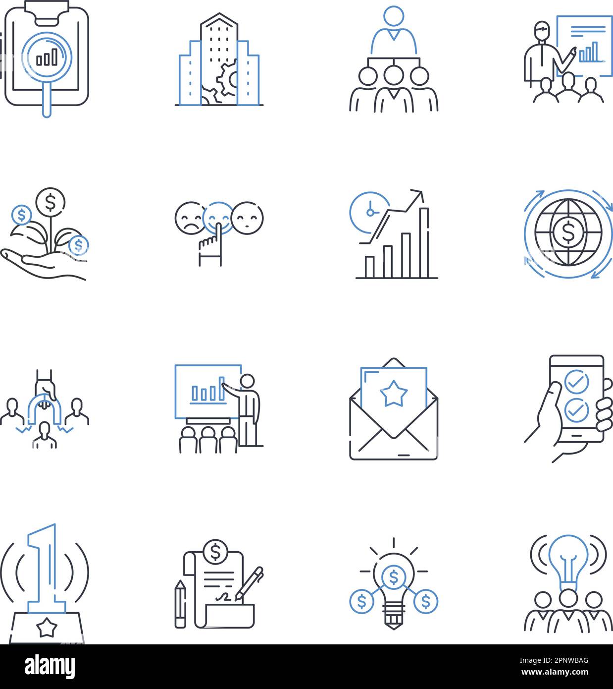 Leadership development line icons collection. Coaching, Empowerment ...