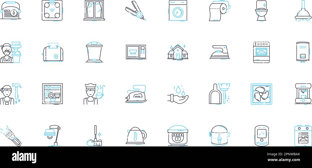 Cabinet design linear icons set. Efficient, Ergonomic, Customized ...