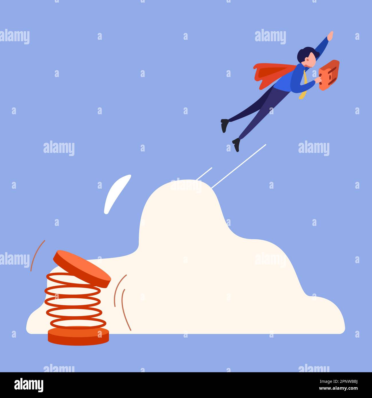 Business concept design businessman superhero holding briefcase flying ...