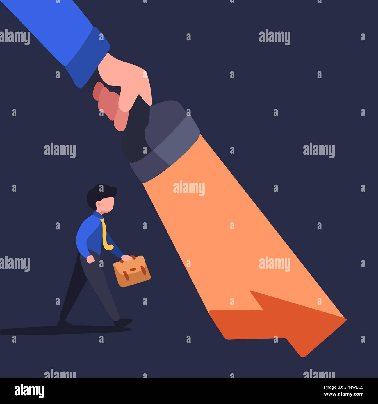 Business concept design young businessman following guided by hand ...