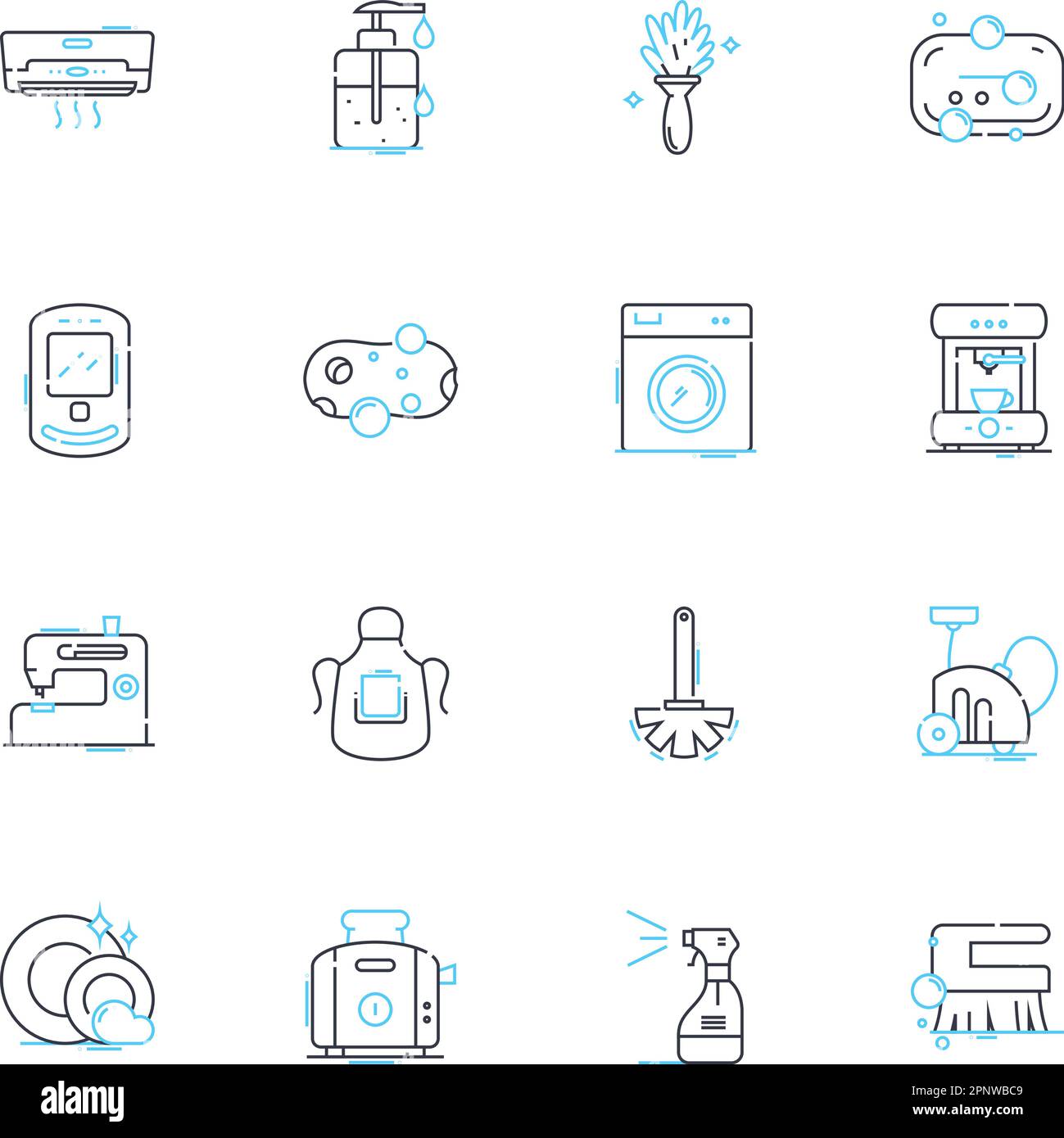 Cleaning company linear icons set. Disinfecting, Sanitizing, Tidying ...