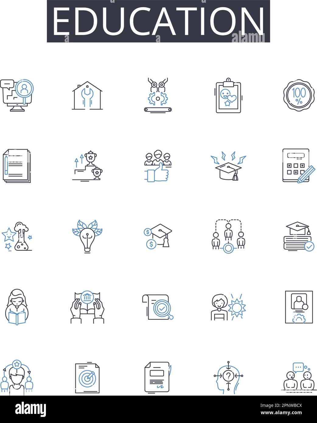 Education line icons collection. Learning, Instruction, Schooling, Knowledge, Scholarship ...