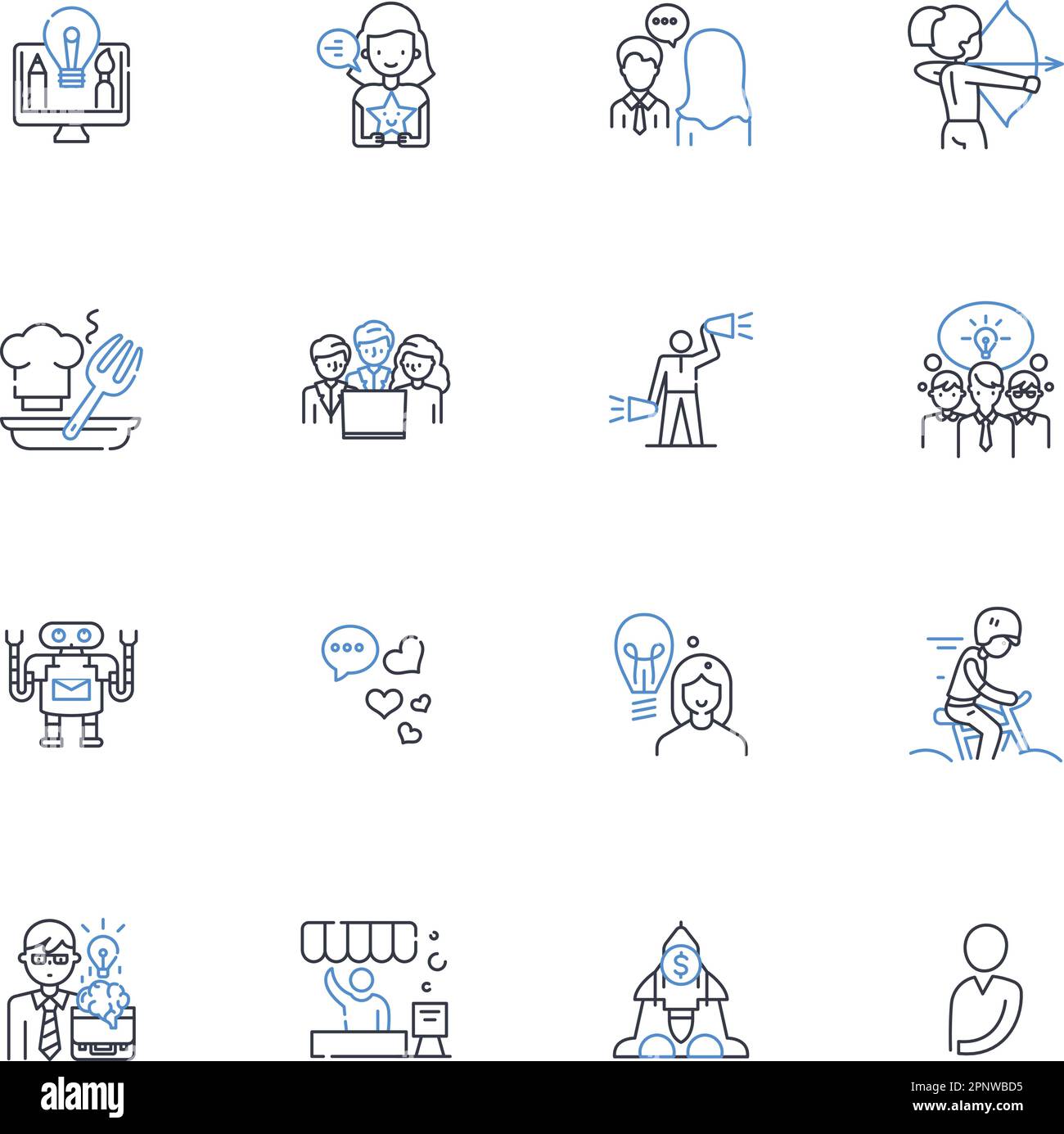 Windsurfing line icons collection. SUP, Foiling, Slalom, Freestyle ...