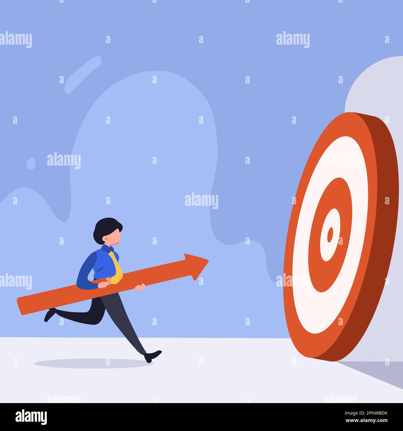 Business concept design businessman run and holding arrow spear to hit ...