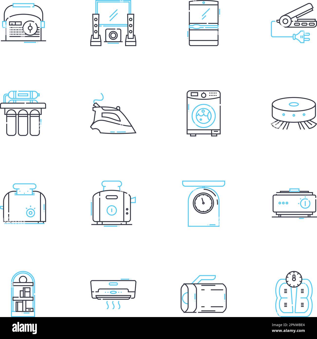 Dishwasher linear icons set. Cleaning, Efficiency, Sanitation, Dishware ...