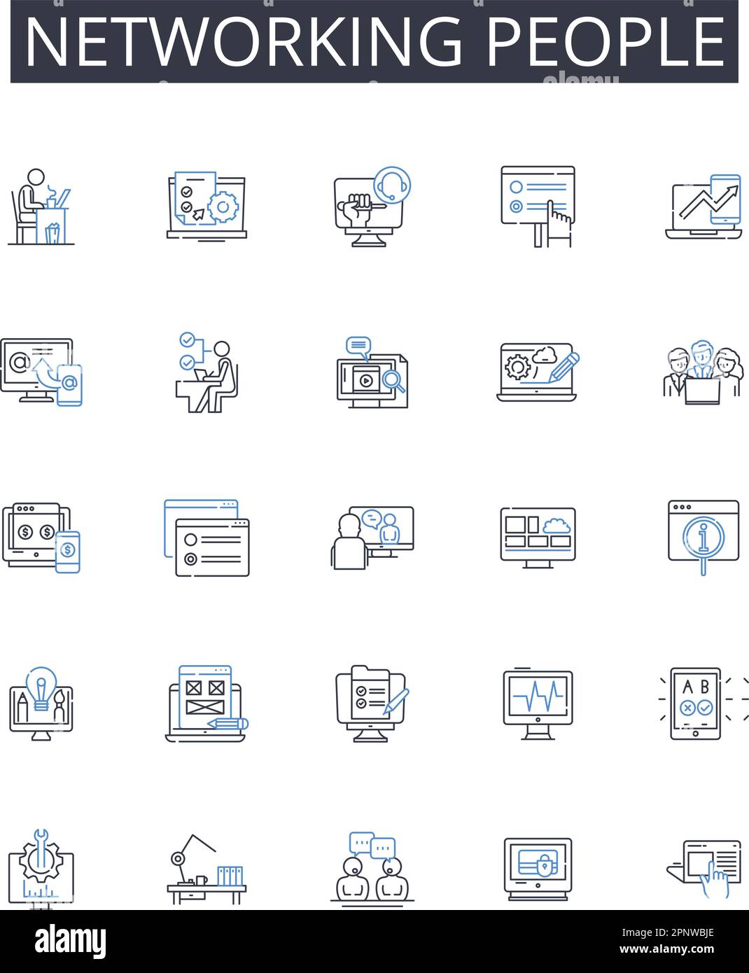 Networking people line icons collection. Meeting friends, Socializing ...