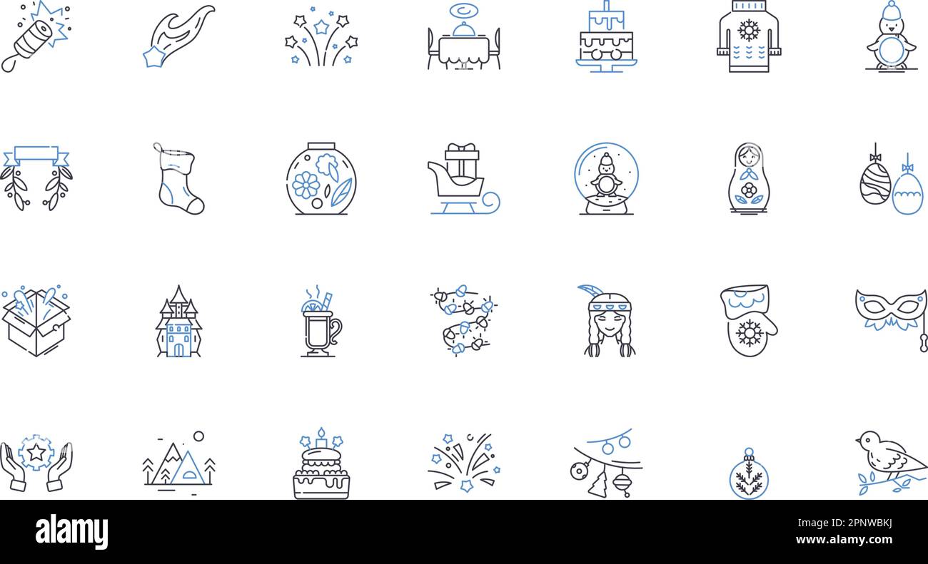 Radiant New Year line icons collection. Celebration, Sparkle, Renewal ...