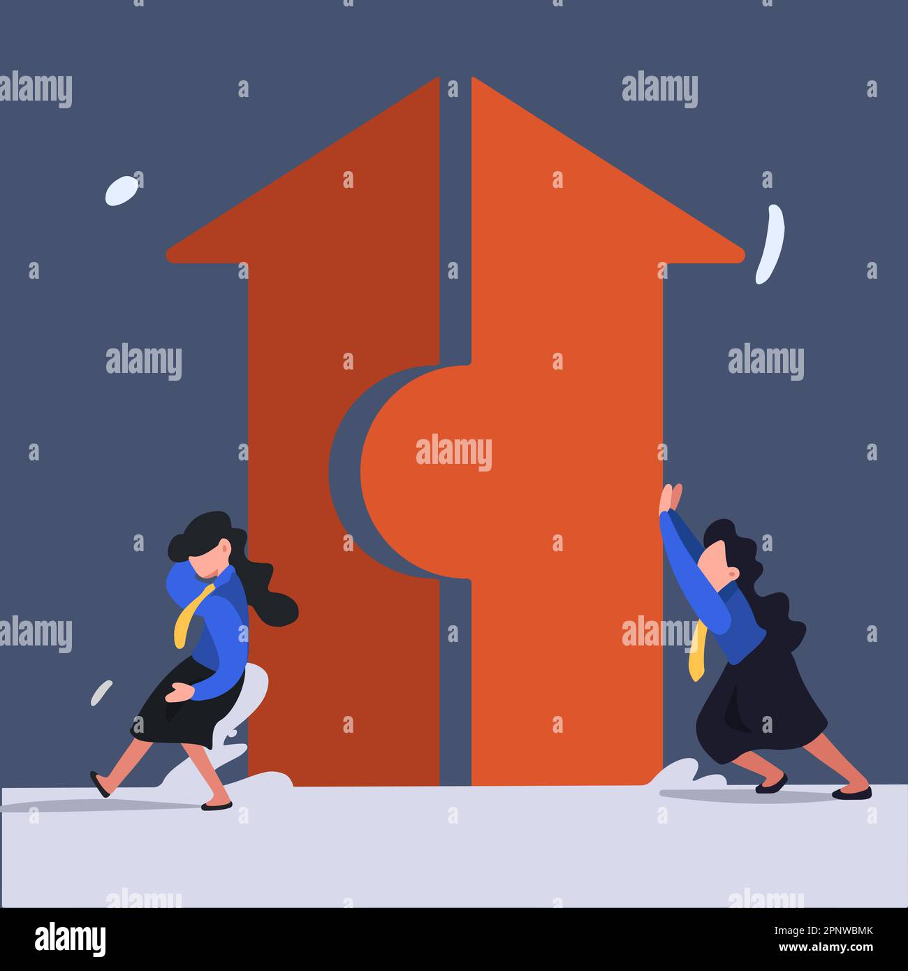 Business concept flat style businesswoman merging arrows together ...