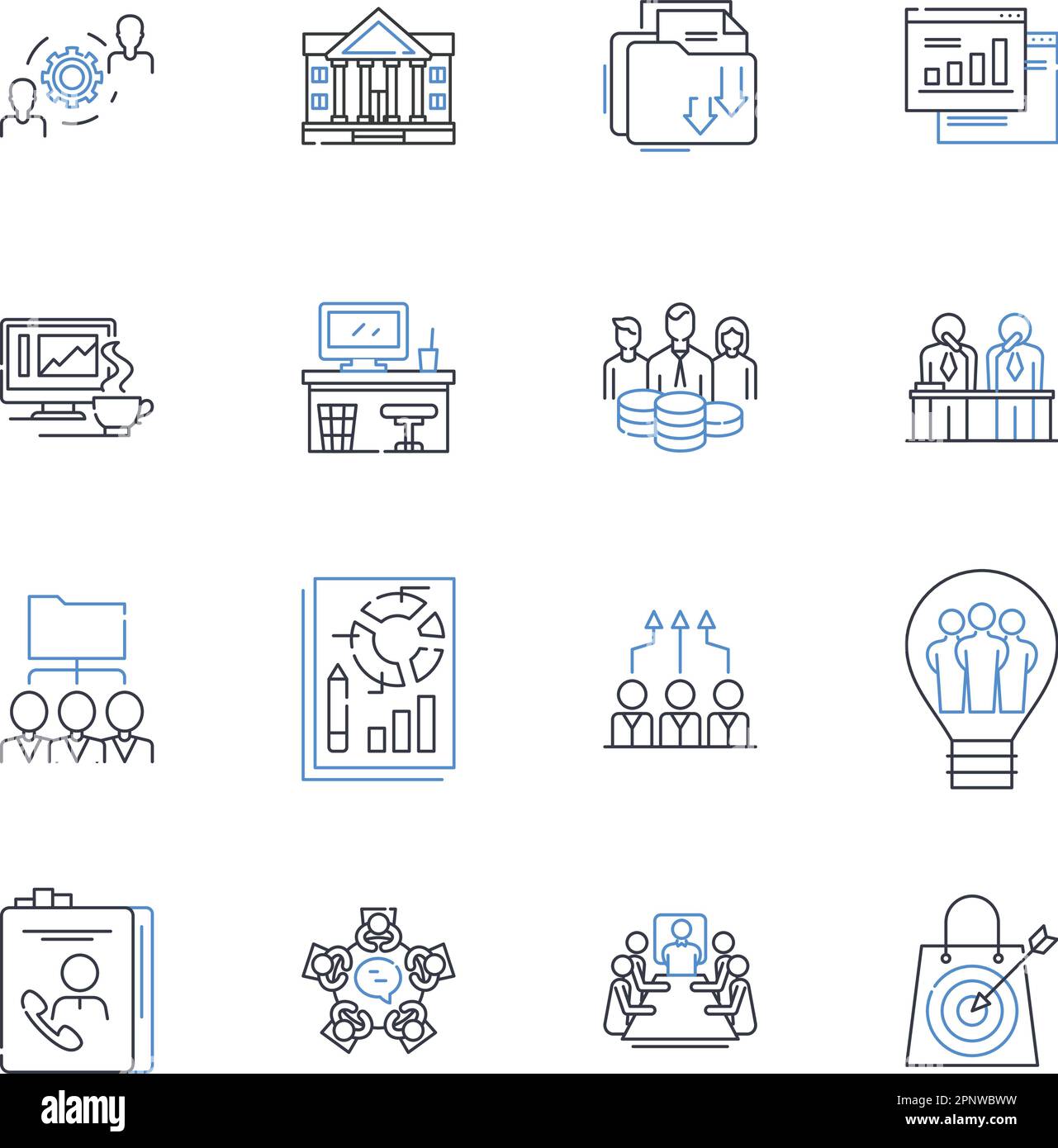 Collaborative Involvement Line Icons Collection Synergy Partnership