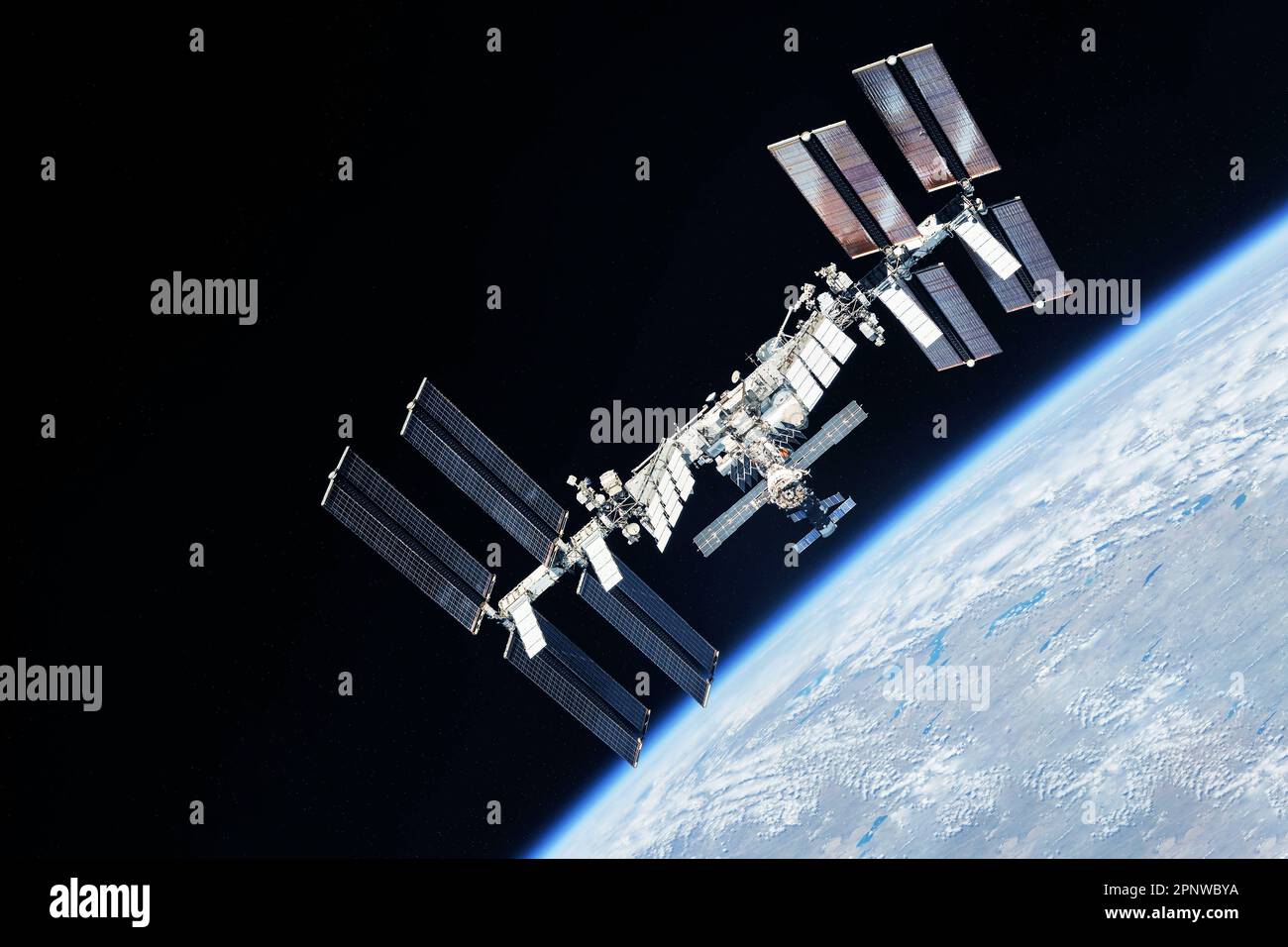 International Space Station above the Earth. Elements of this image ...