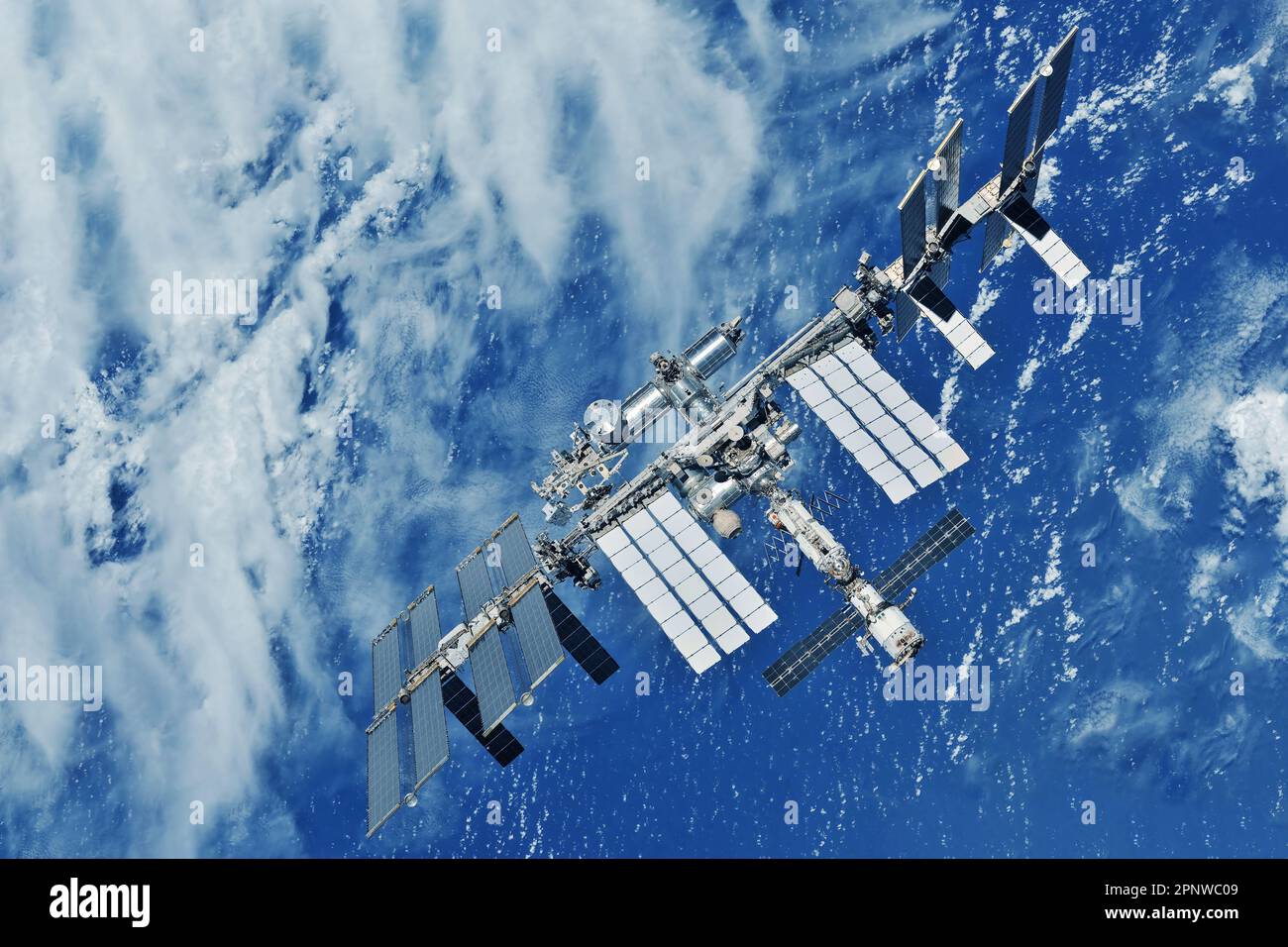 International Space Station above the Earth. Elements of this image ...