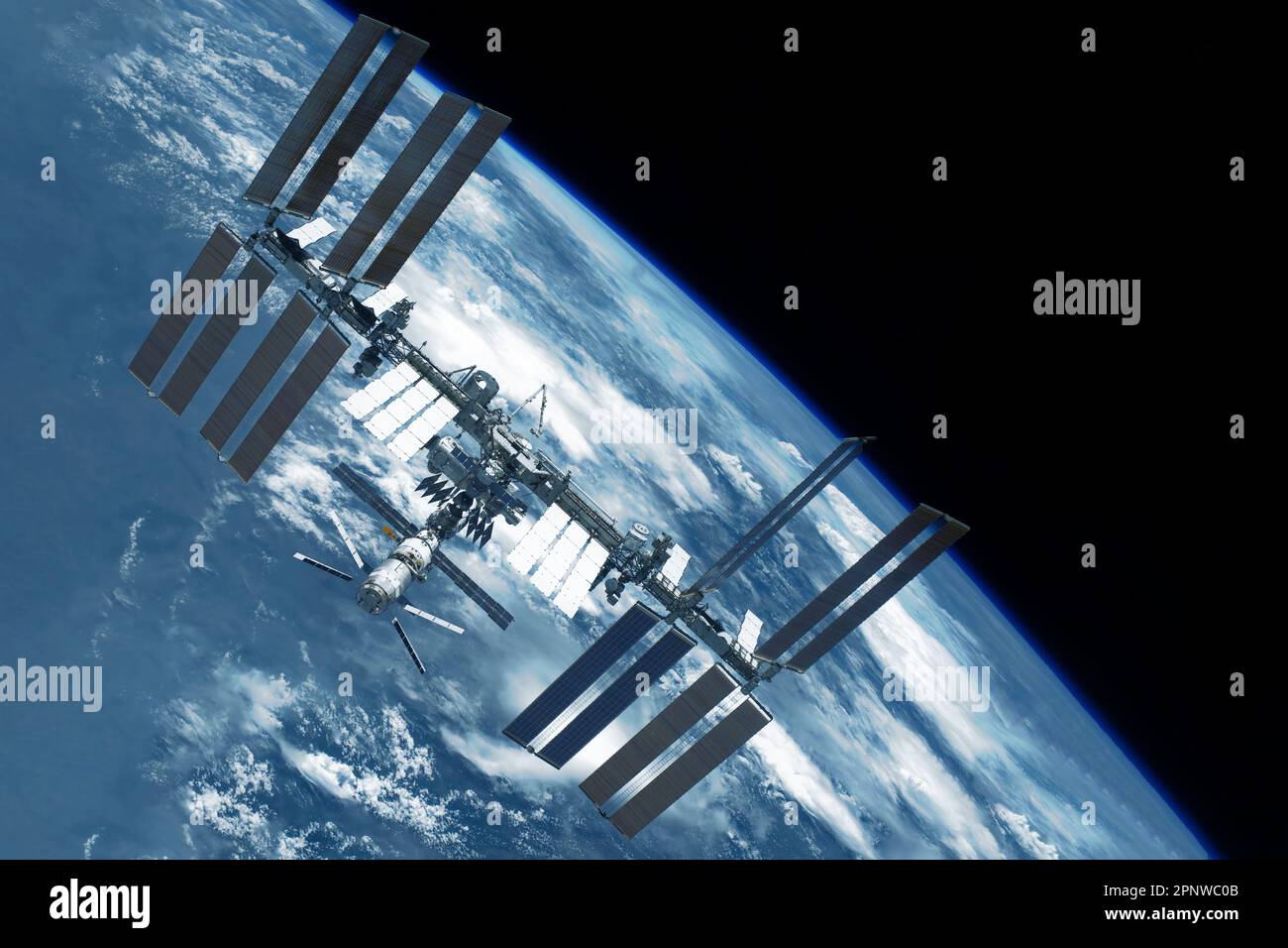 International Space Station above the Earth. Elements of this image ...