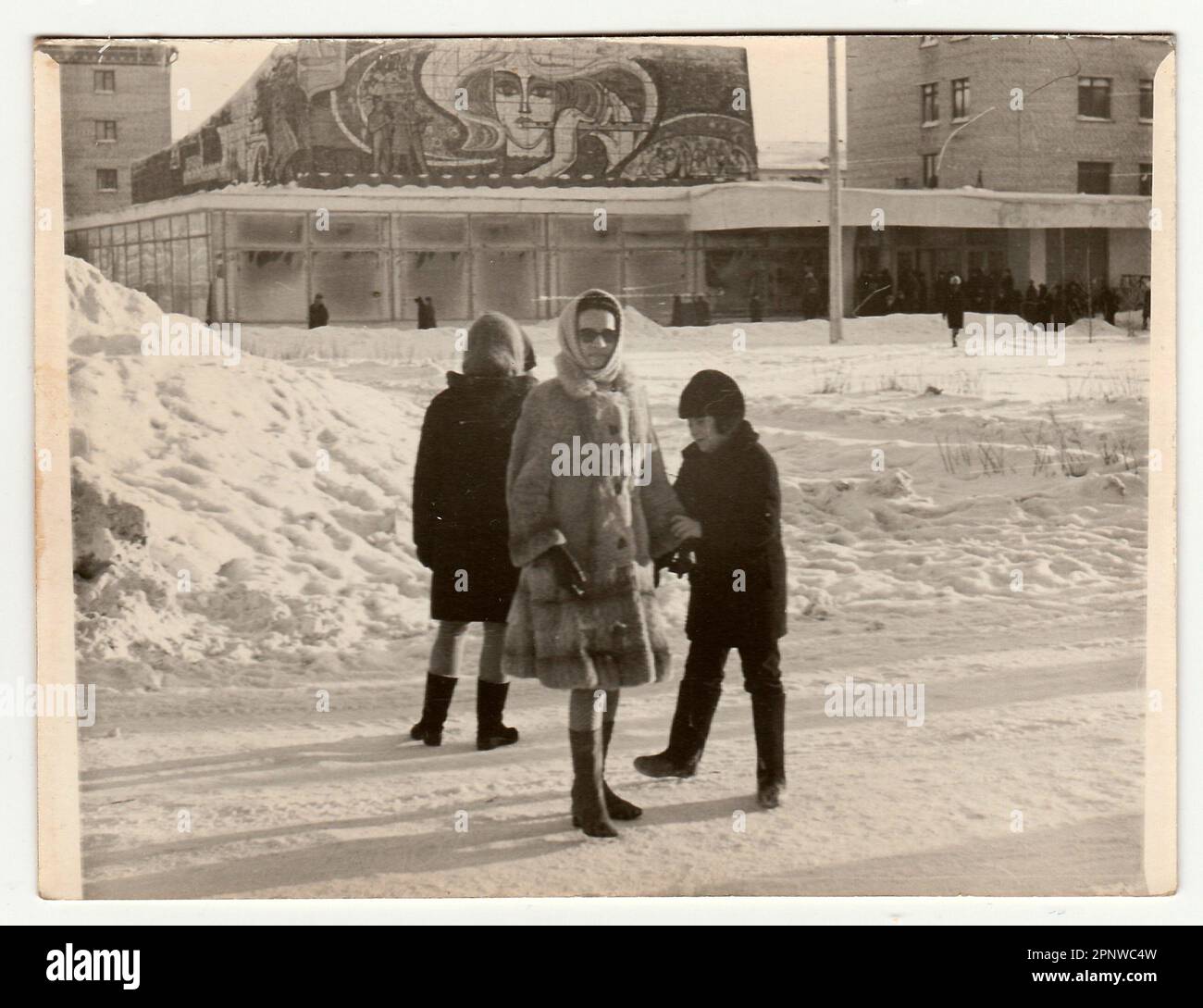 USSR - CIRCA 1980s: Vintage photo shows girl poses on street in winter ...
