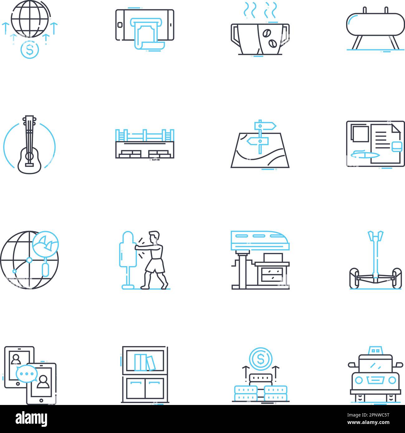 Corporate retreat linear icons set. Team-building, Strategy, Nerking ...