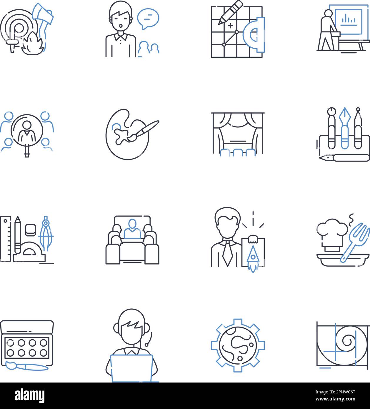 Blogging Genius line icons collection. Creativity, Inspiration ...